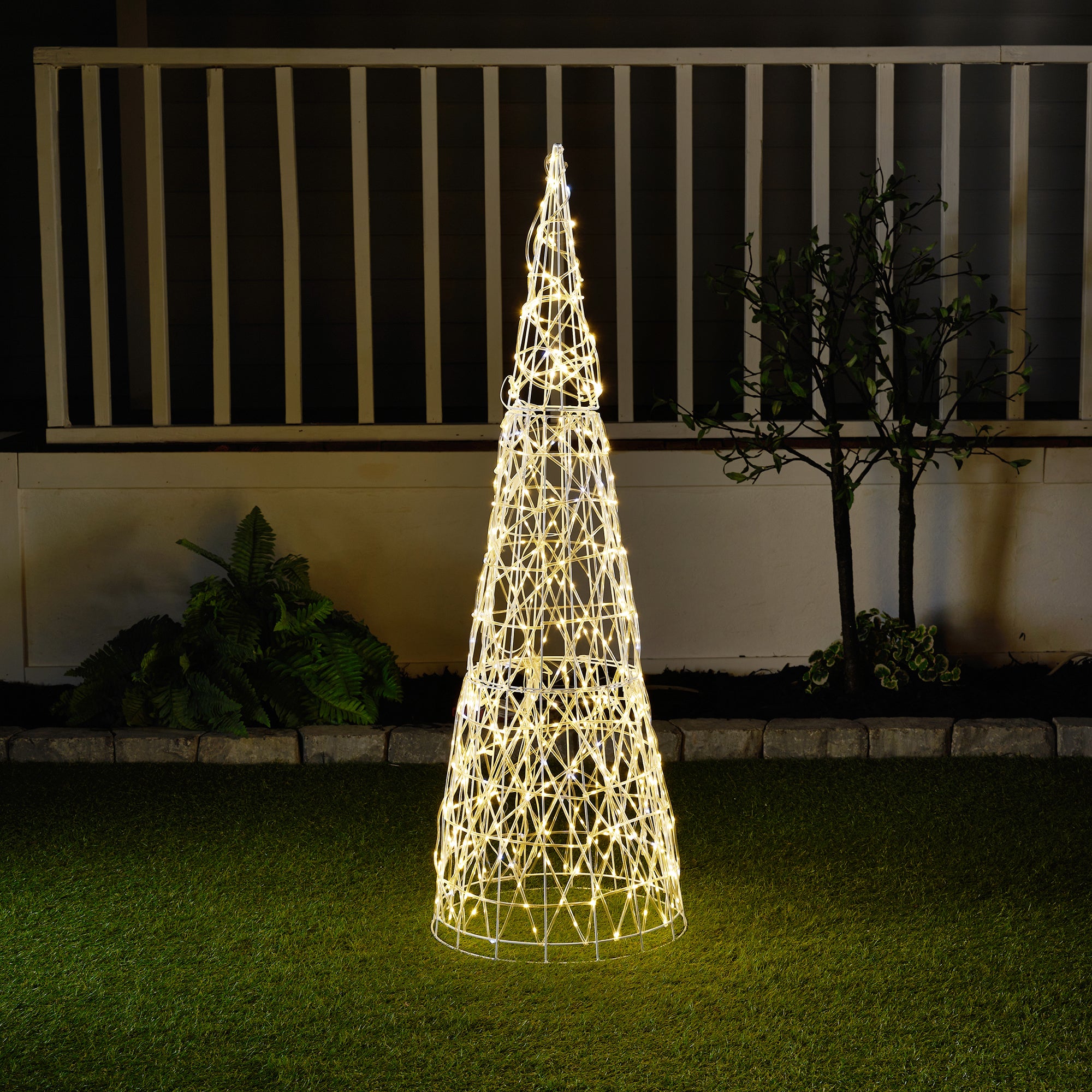 37522-S - Twinkling 480 LED Christmas Cone Tree with Warm White & Cold ...