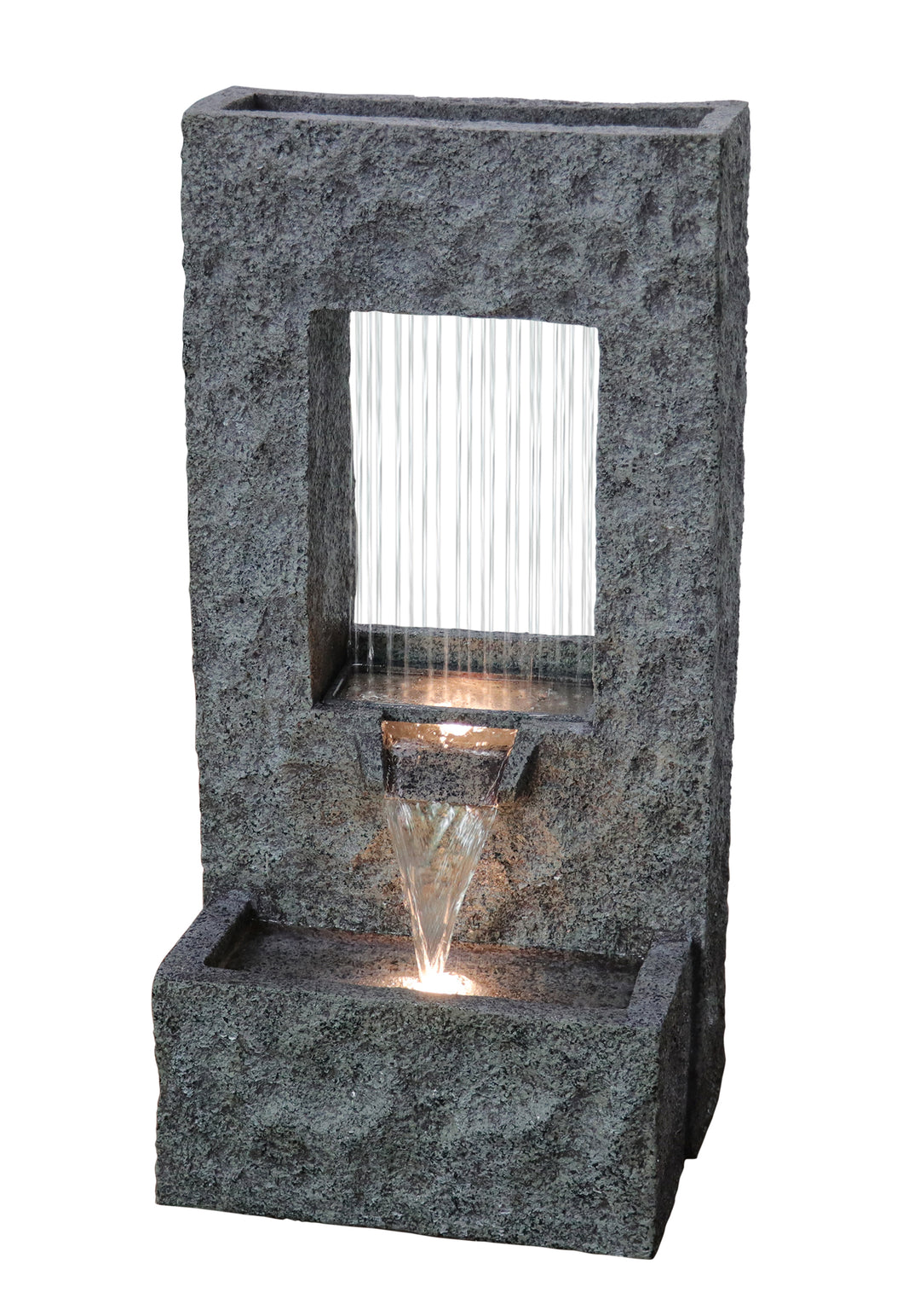 Rectangular Waterfall Fountain With Warm White Leds – Hi-Line Gift Ltd.