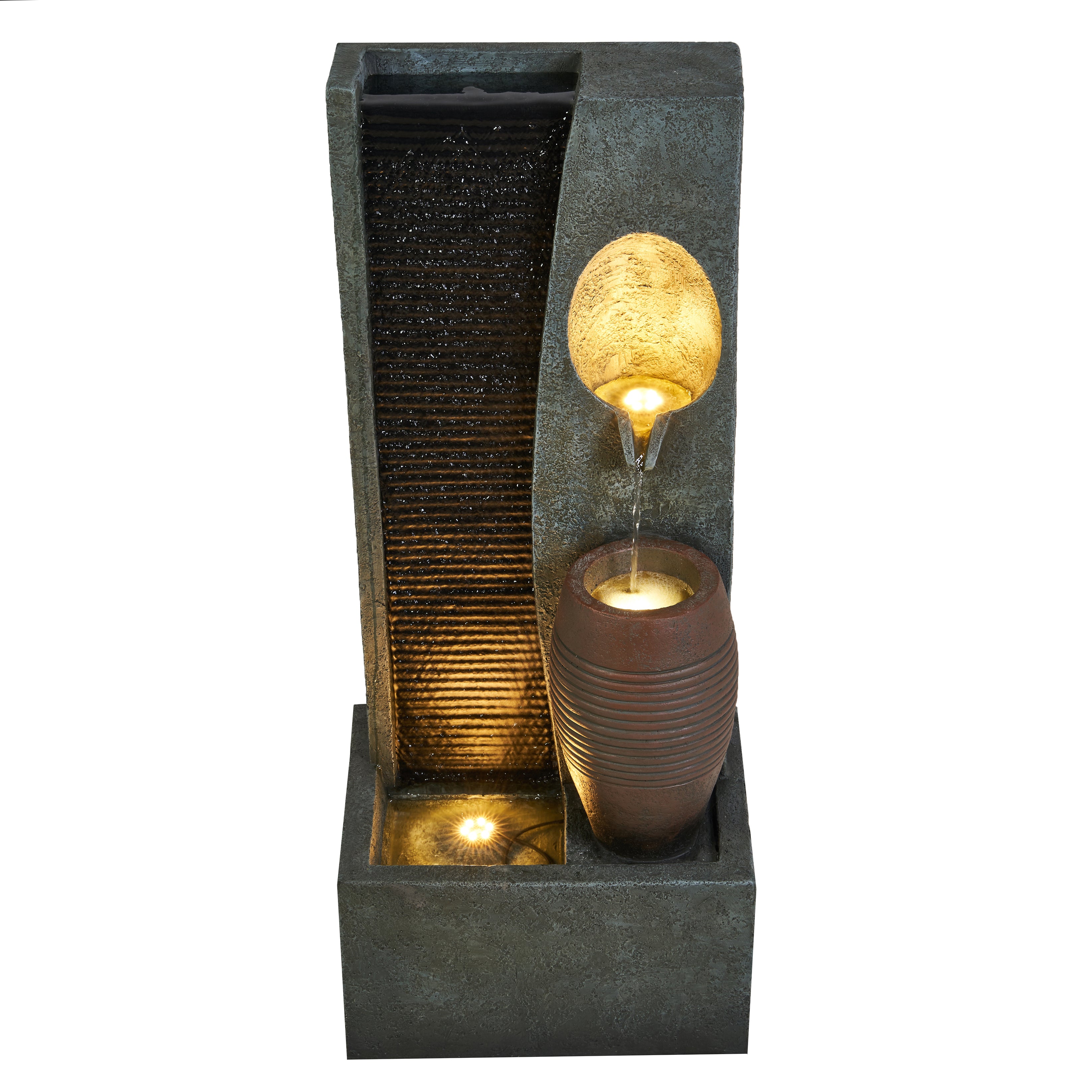 Rainfall Vase Fountain W/3 Ww Leds – Hi-Line Gift Ltd.